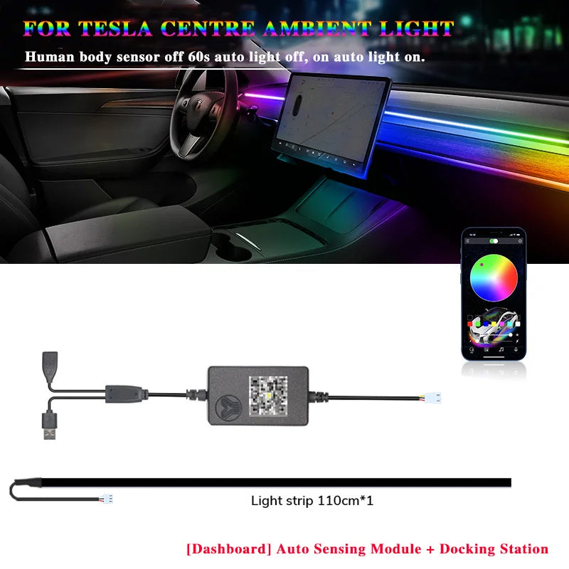 Interior Car Lights,LED Dashboard Ambient Light with Wireless APP and ...