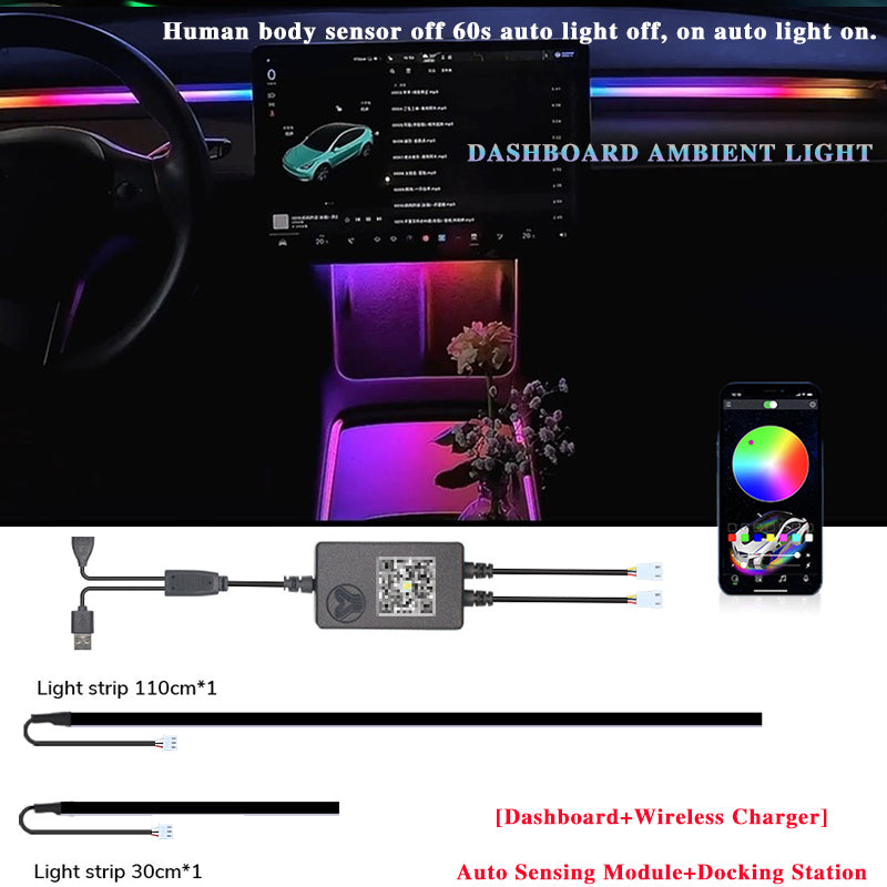Interior Car Lights,LED Dashboard Ambient Light with Wireless APP and ...